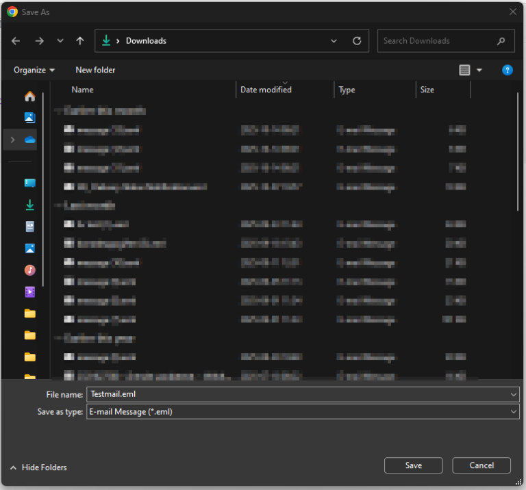 Spara e-post som fil – Telia Support Domän- & webbhotell